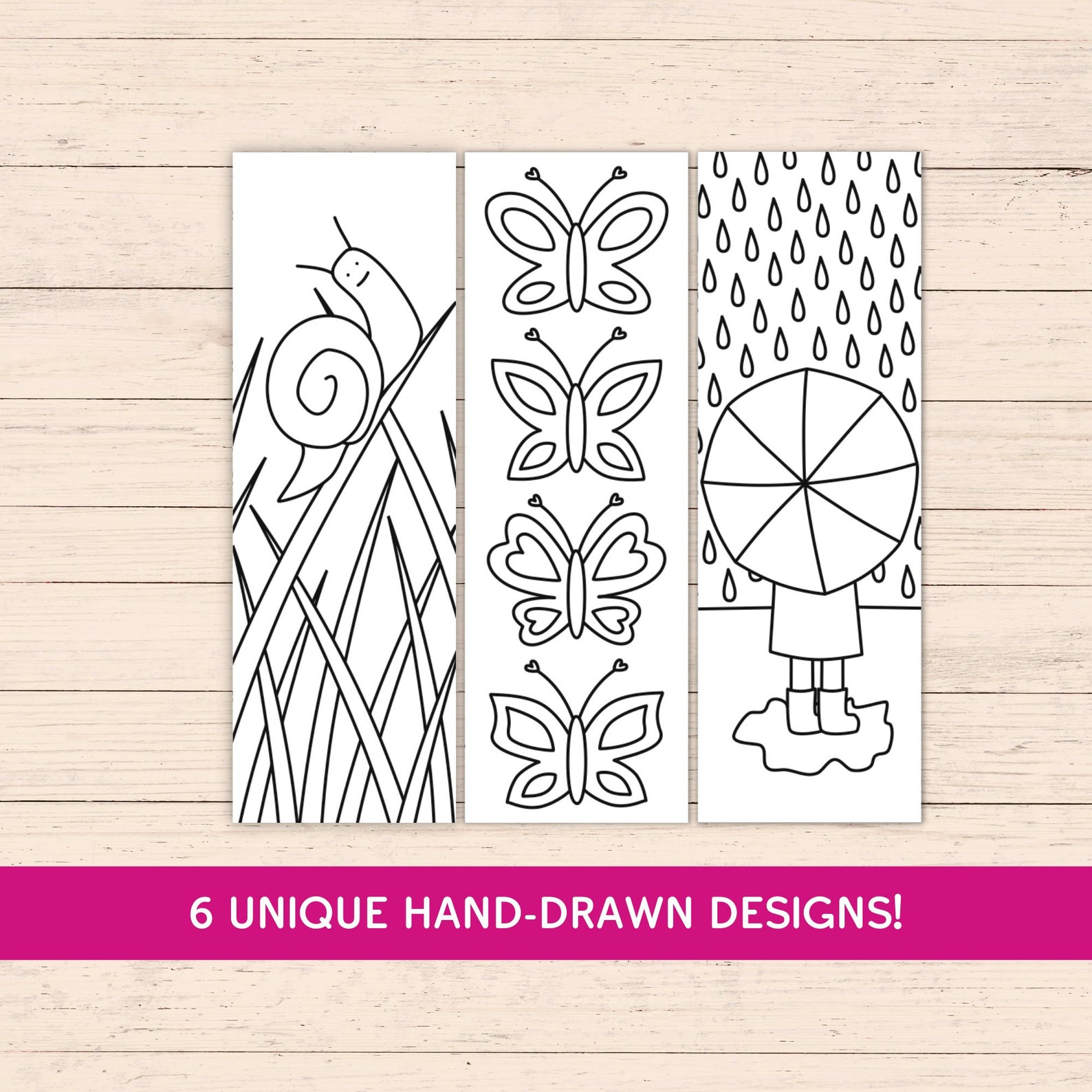 Printable Spring Coloring Bookmarks - Set of 6 - PDF Instant Digital ...