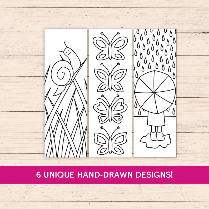Printable Spring Coloring Bookmarks - Set of 6 - PDF Instant Digital ...