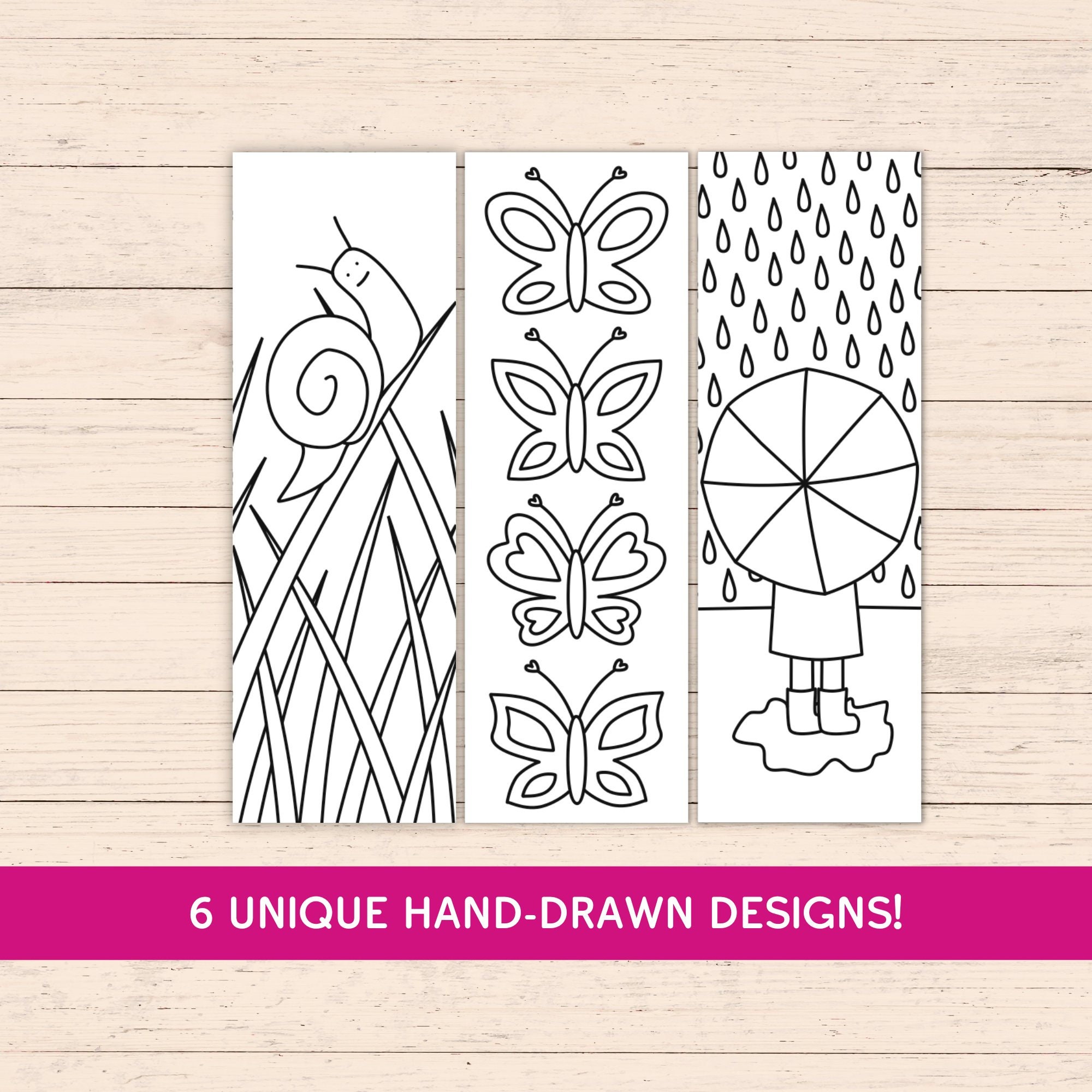 Printable Spring Coloring Bookmarks - Set of 6 - PDF Instant Digital ...