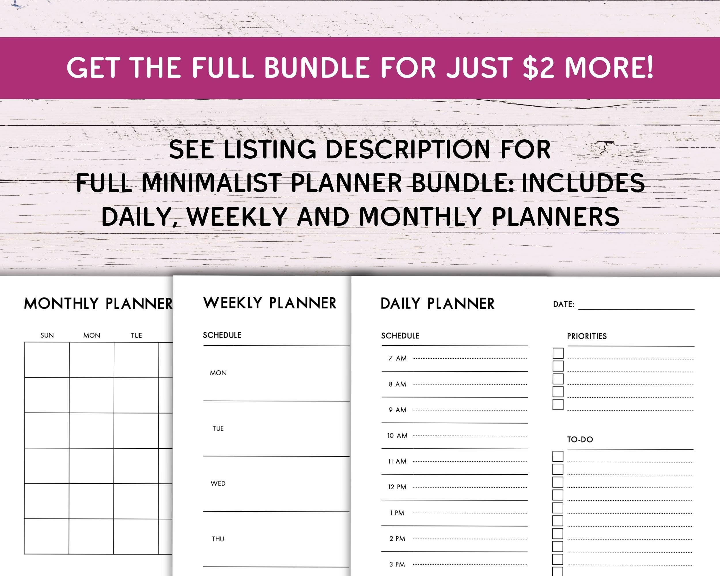 Editable Daily Planner Instant Download Blank Fillable PDF - Etsy