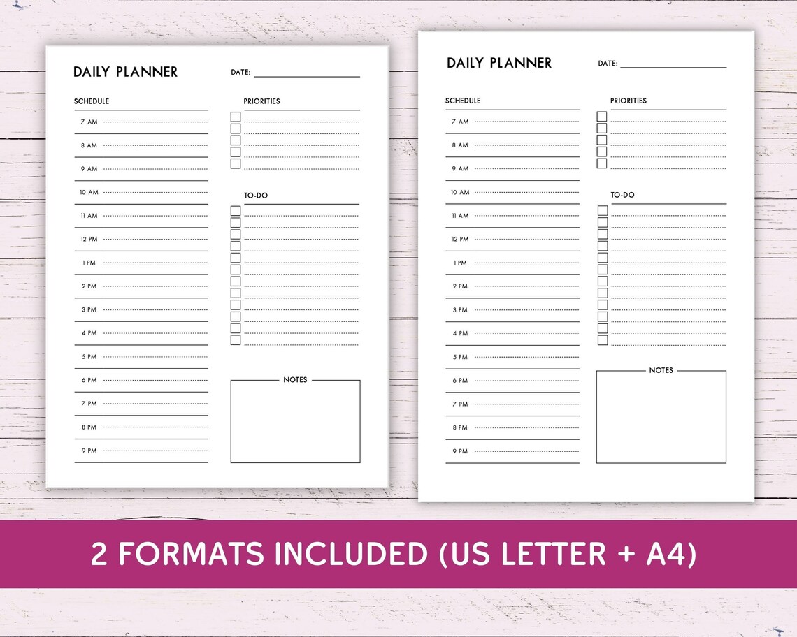 Editable Daily Planner Instant Download Blank Fillable PDF - Etsy