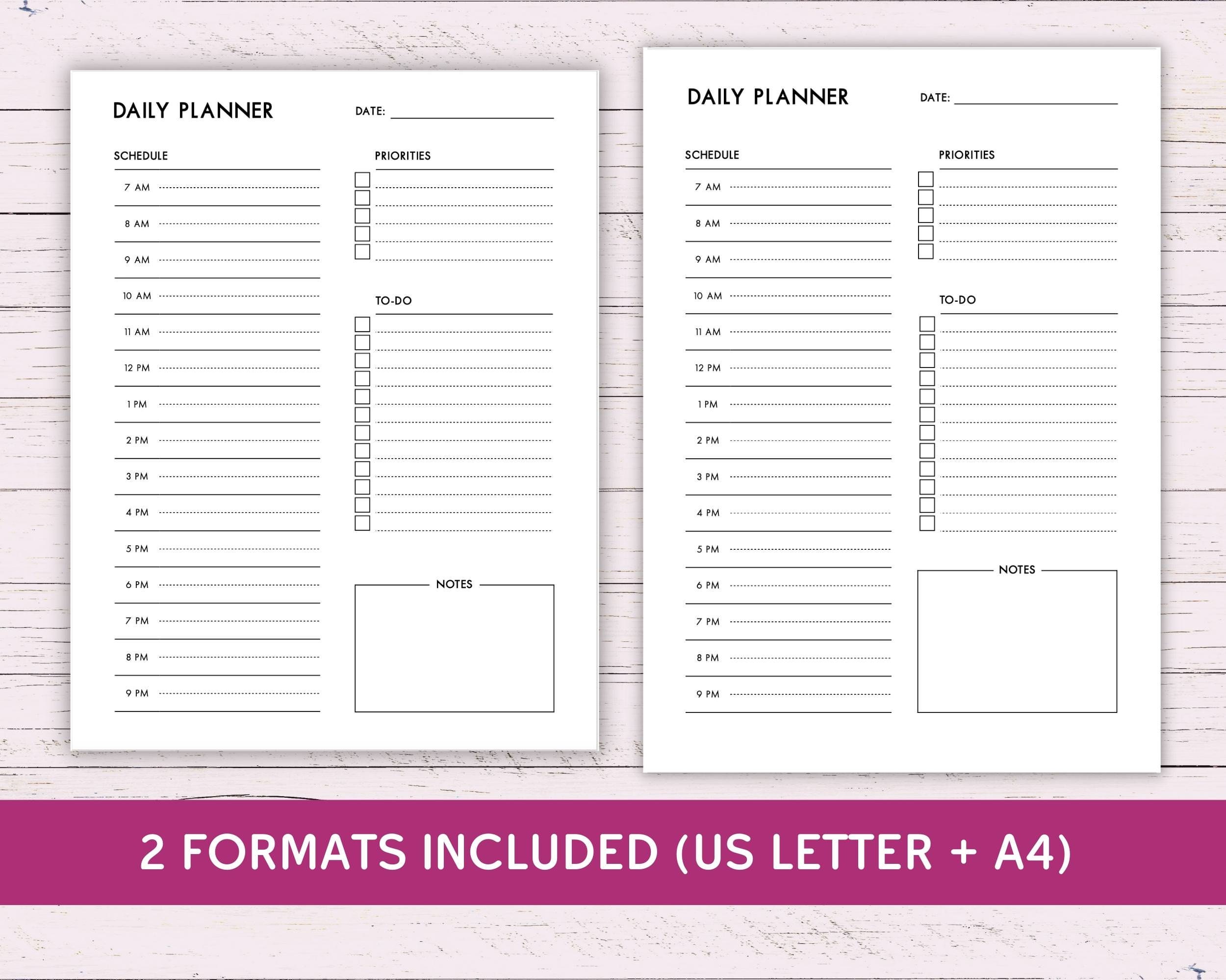 Editable Daily Planner Instant Download Blank Fillable PDF - Etsy