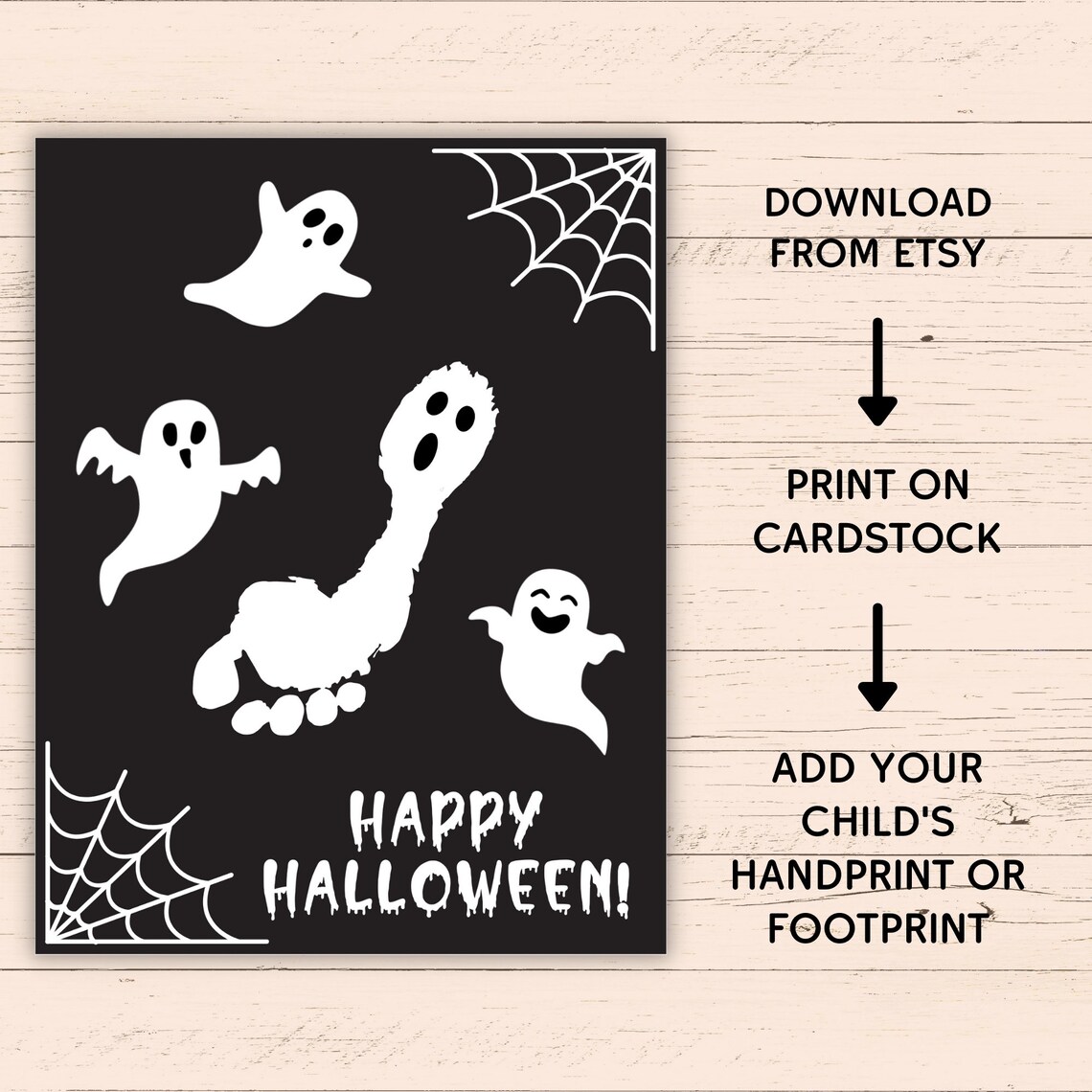 Halloween Ghost Footprint Craft Template - Footprint Art Kit for Kids ...