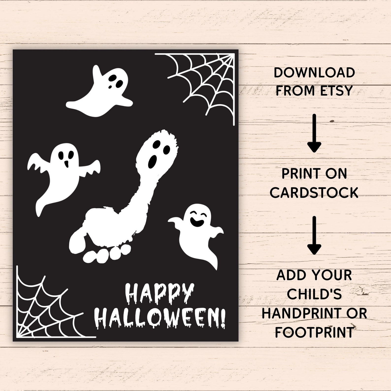 Halloween Ghost Footprint Craft Template - Footprint Art Kit for Kids ...