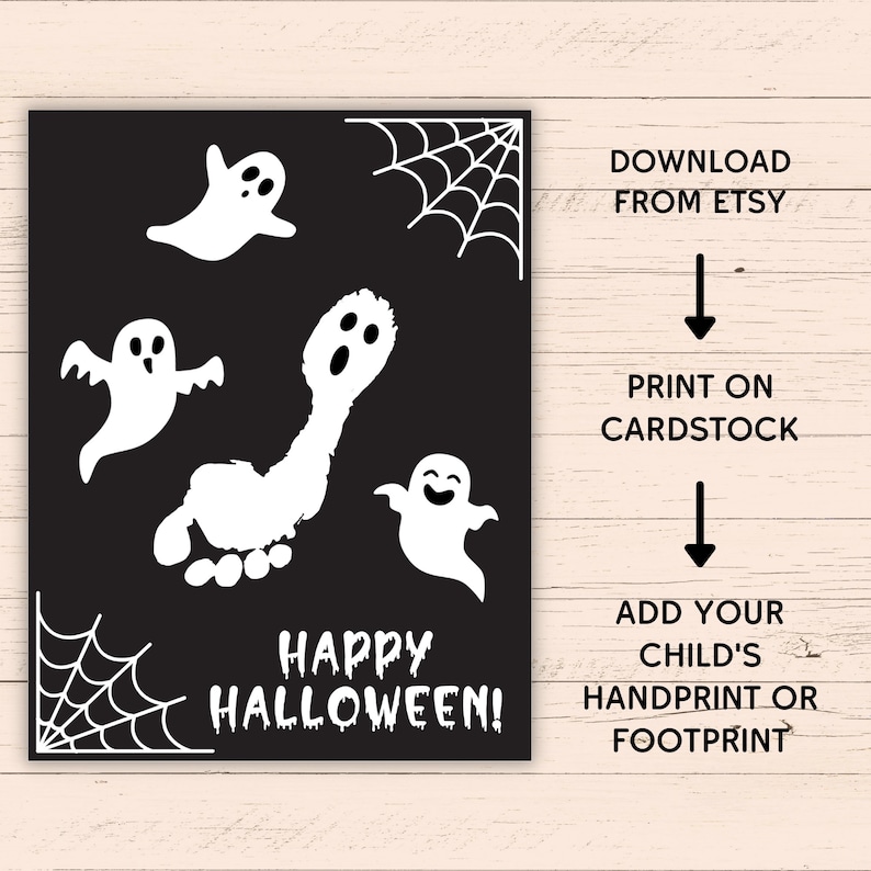 Halloween Ghost Footprint Craft Template - Footprint Art Kit for Kids ...