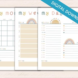 Printable Boho Daily Weekly Monthly Planner Page Bundle - Etsy