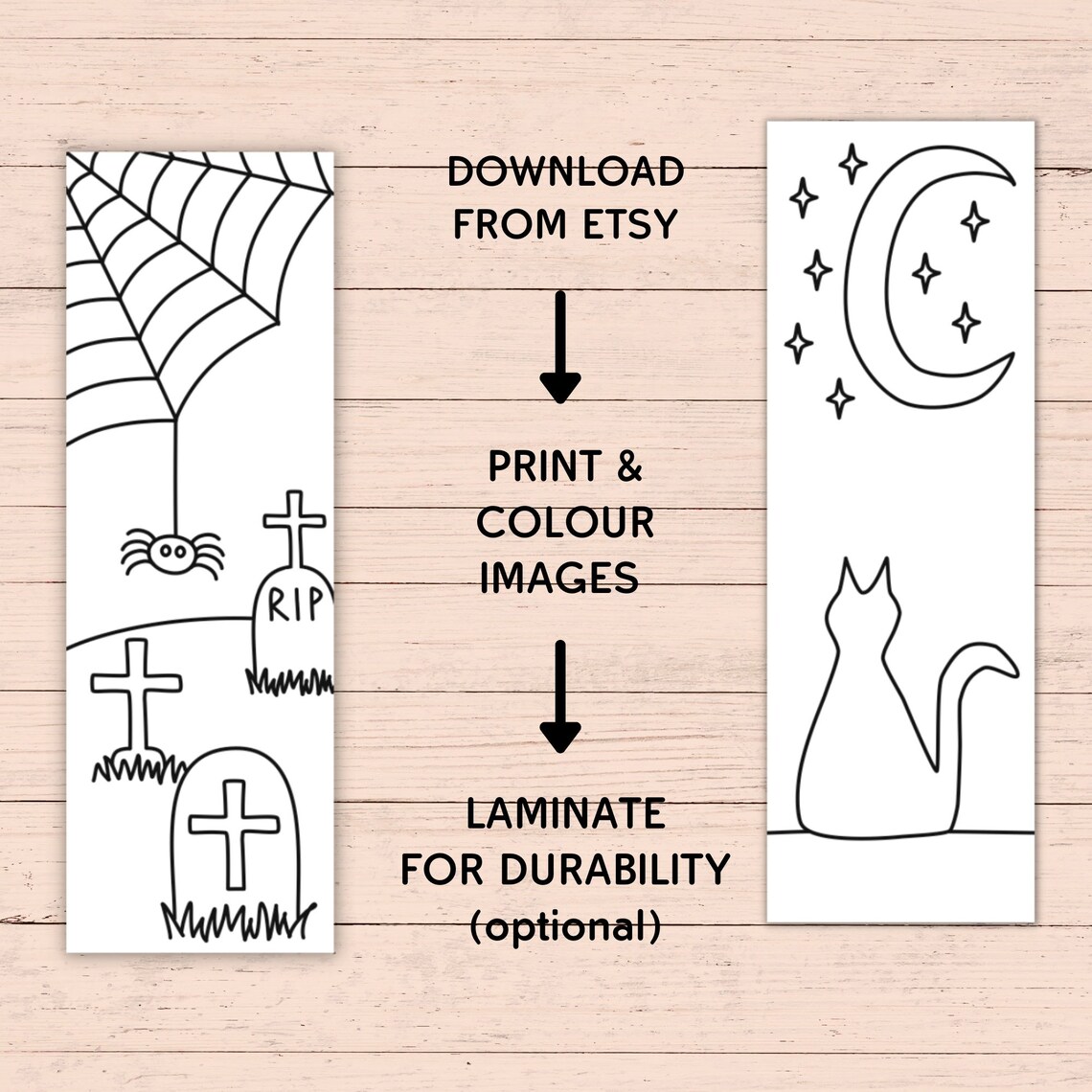 Printable Halloween Coloring Bookmarks - Set of 8 - PDF Instant Digital ...