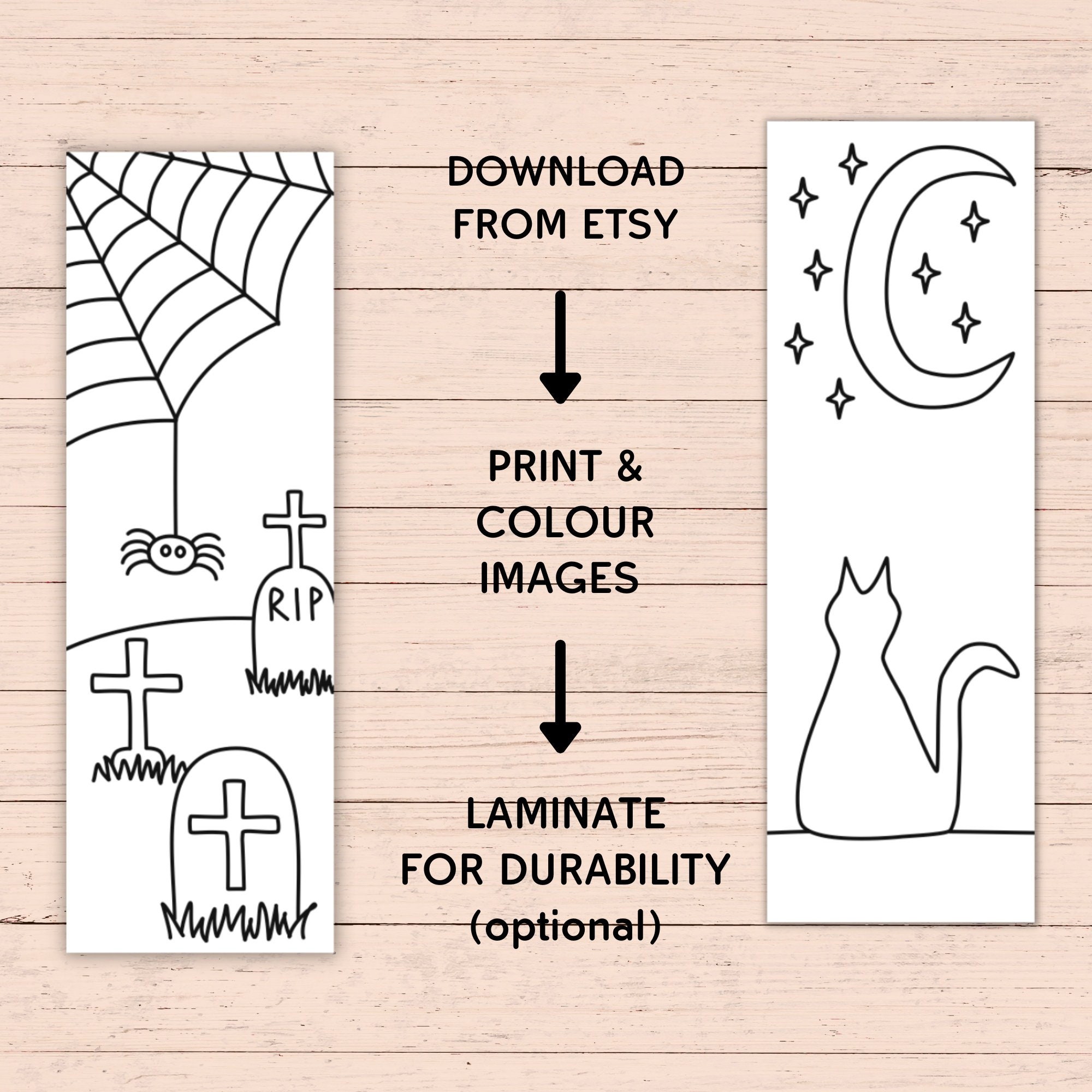 Printable Halloween Coloring Bookmarks - Set of 8 - PDF Instant Digital ...