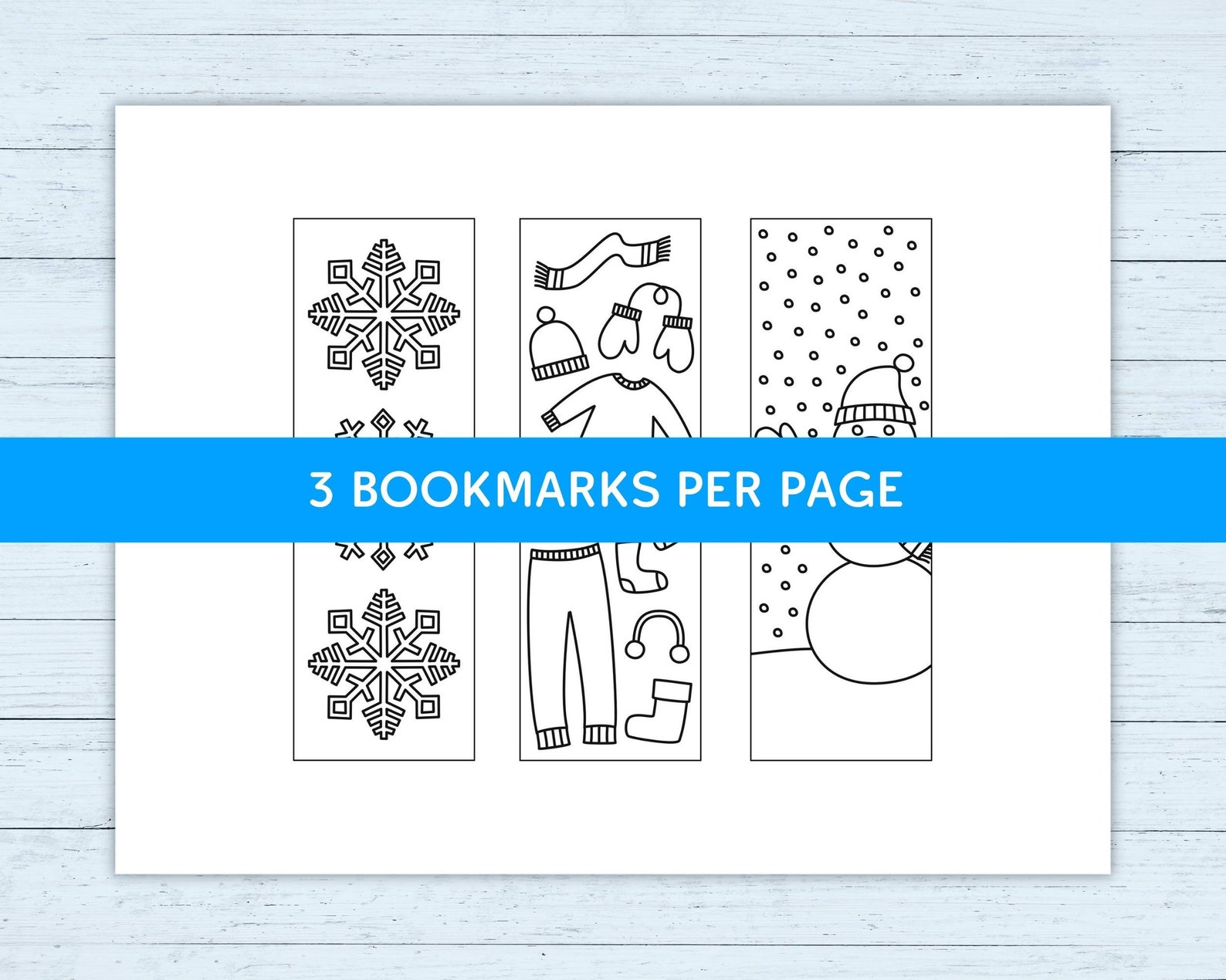 Printable Winter Coloring Bookmarks Set of 6 PDF Instant - Etsy