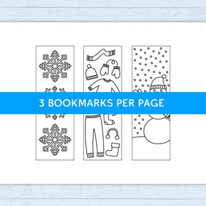 Printable Winter Coloring Bookmarks Set of 6 PDF Instant - Etsy