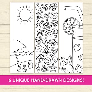 Printable Summer Coloring Bookmarks Set of 6 PDF Instant - Etsy Canada