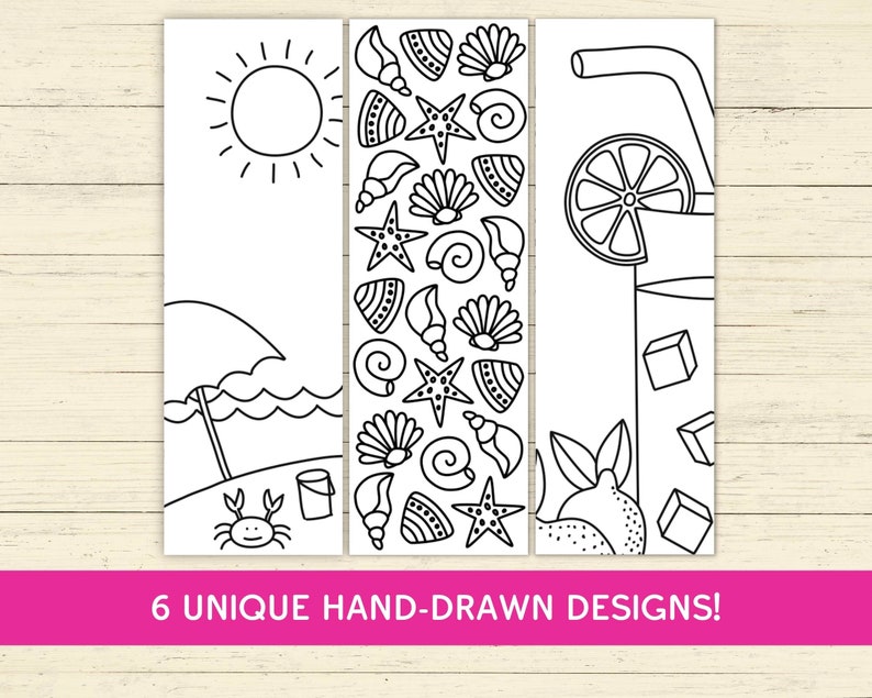 Printable Summer Coloring Bookmarks Set of 6 PDF Instant - Etsy Canada