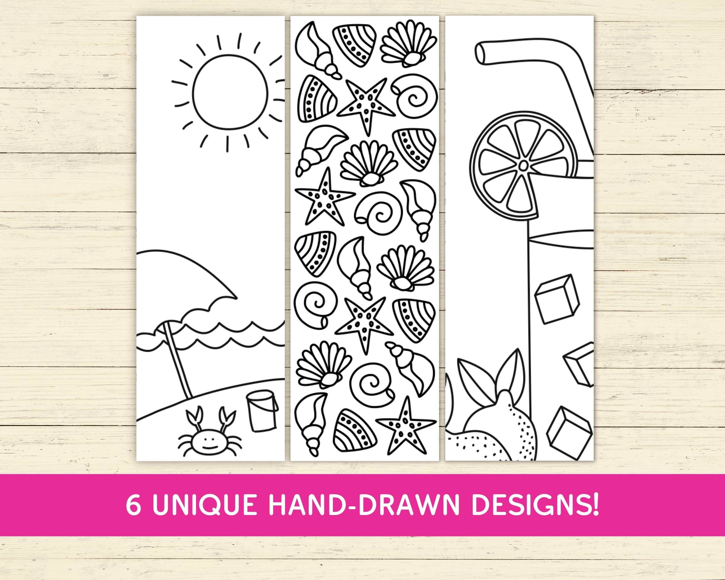 Printable Summer Coloring Bookmarks Set of 6 PDF Instant - Etsy Canada