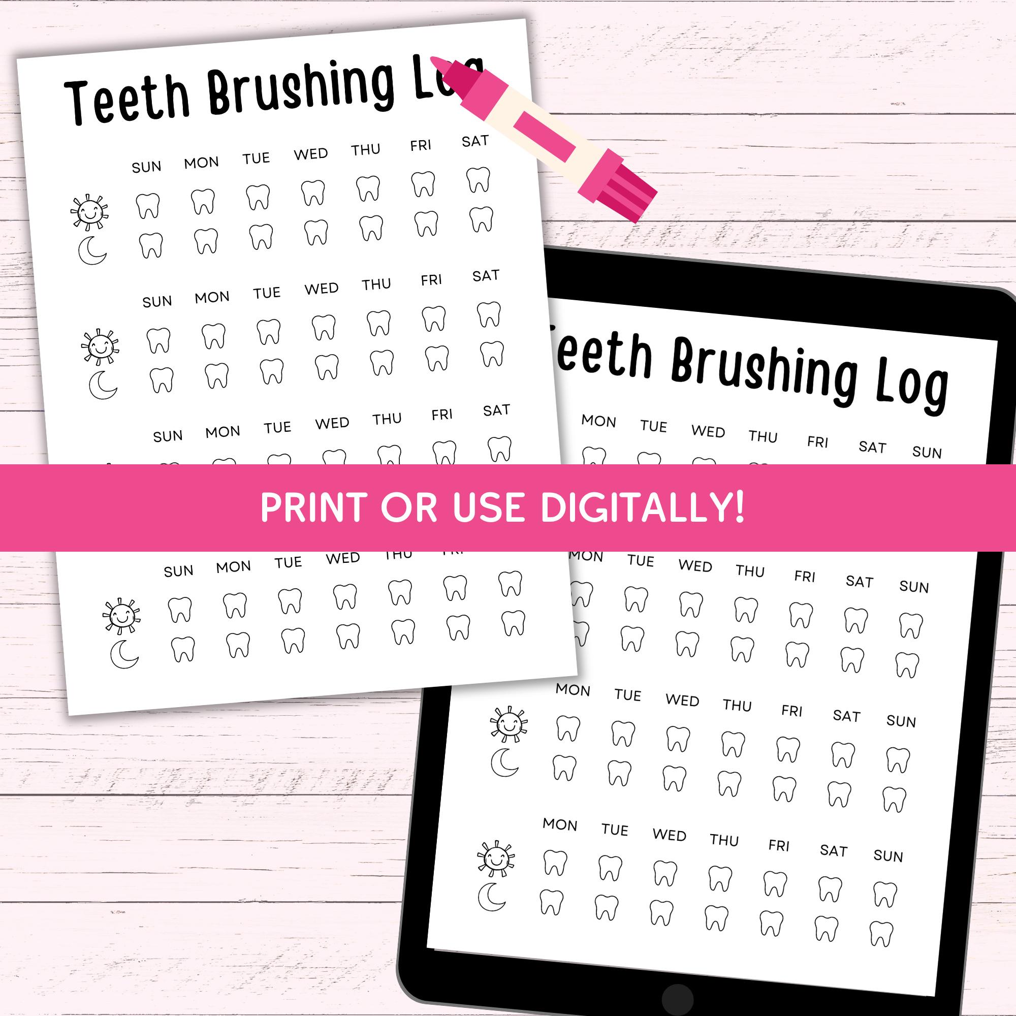 Weekly Teeth Brushing Tracker - Printable Teeth Brushing Log - Dental ...