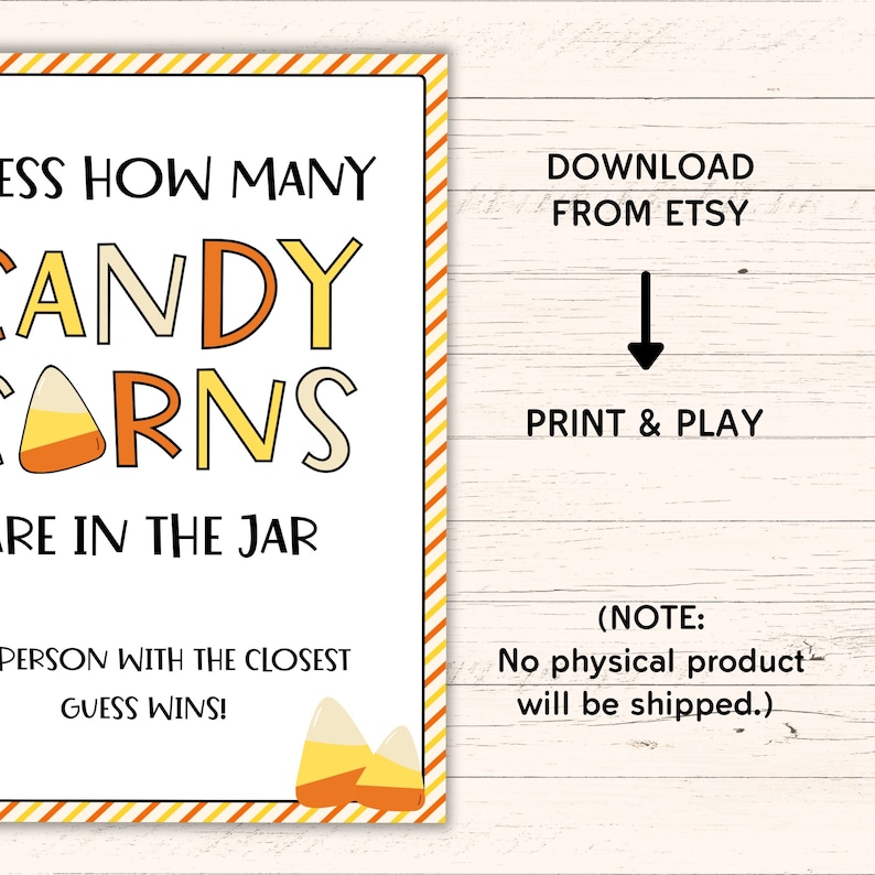 Candy Corn Guessing Game - Printable Halloween Party Game - Classroom ...