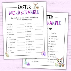 Easter Word Scramble - Printable Easter Activity - Easter Party Game ...