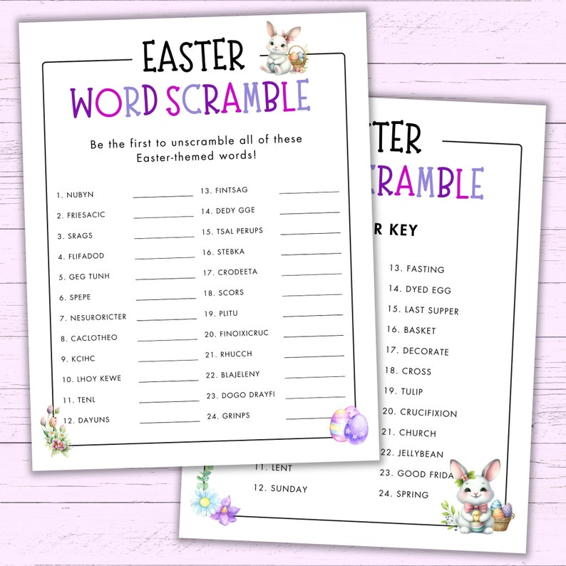 Easter Word Scramble - Printable Easter Activity - Easter Party Game ...