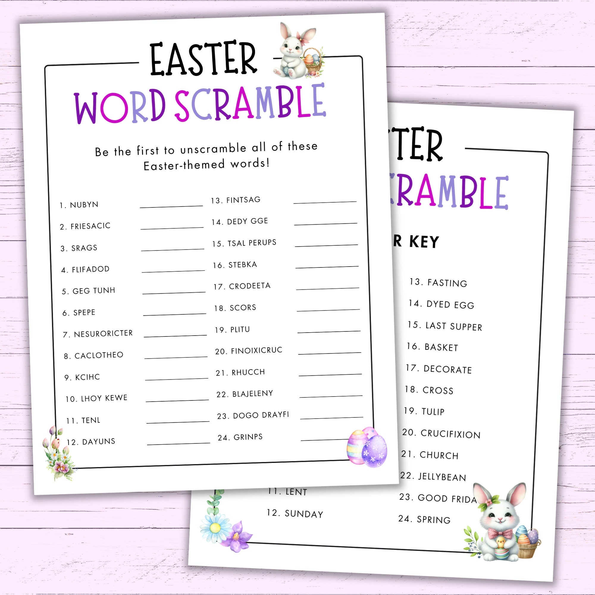 Easter Word Scramble - Printable Easter Activity - Easter Party Game ...