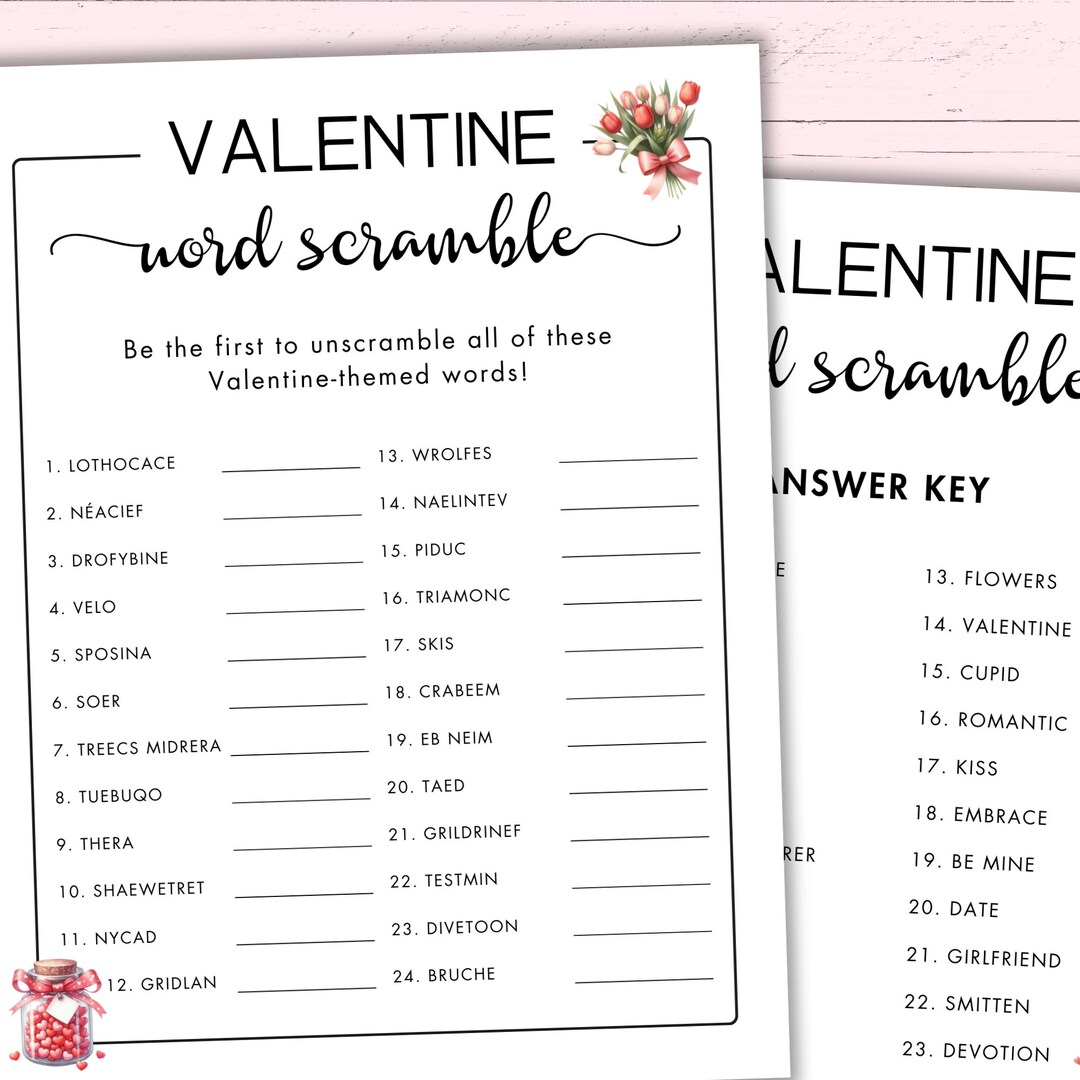 Valentine's Day Word Scramble - Printable Valentine Activity ...