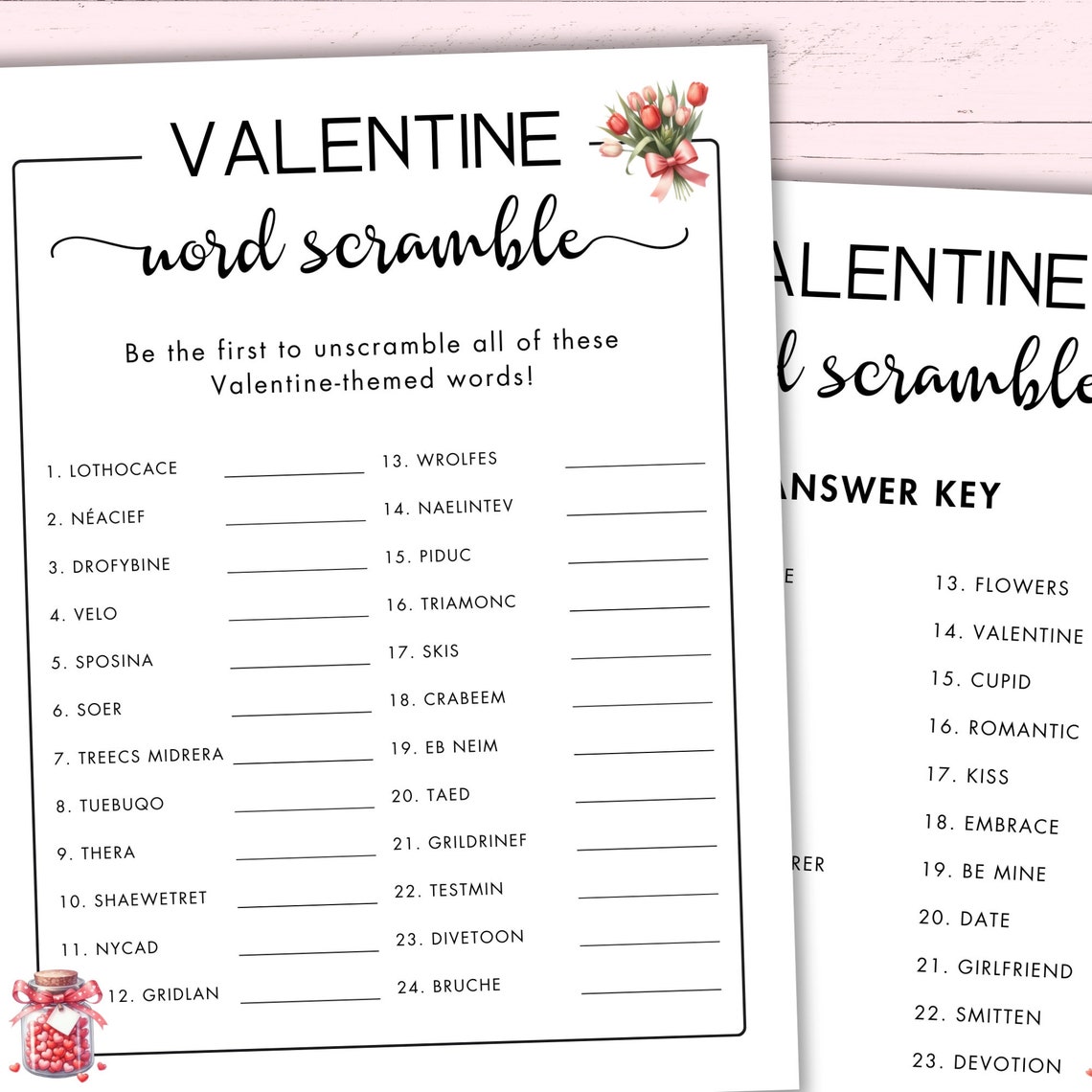 Valentine's Day Word Scramble - Printable Valentine Activity ...