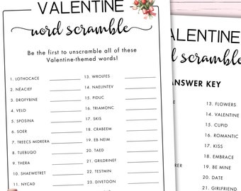 Printable Valentine Games Valentine Word Scramble Game Valentine's Day ...