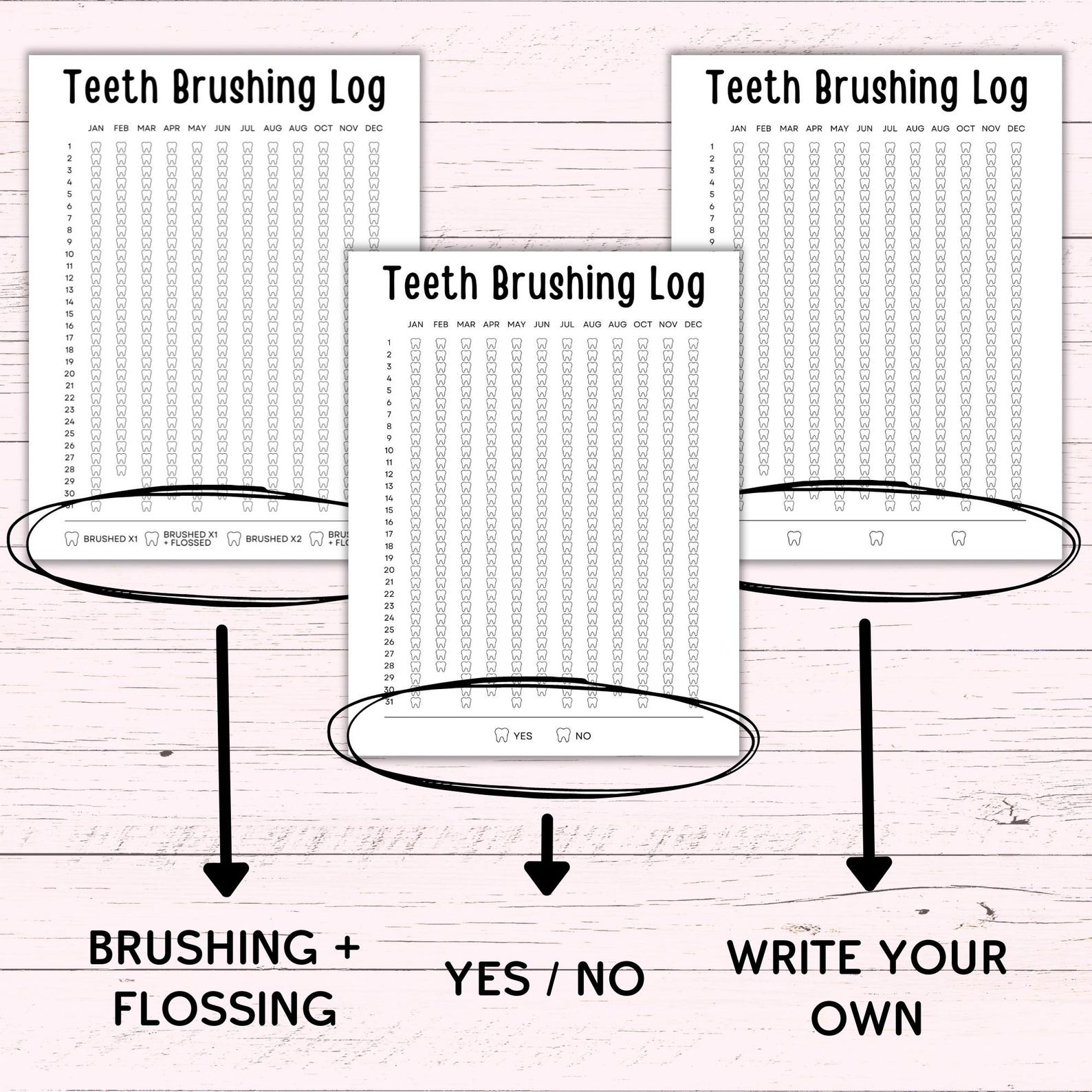 Teeth Brushing Tracker Bundle - Printable Teeth Brushing Log - Kids ...