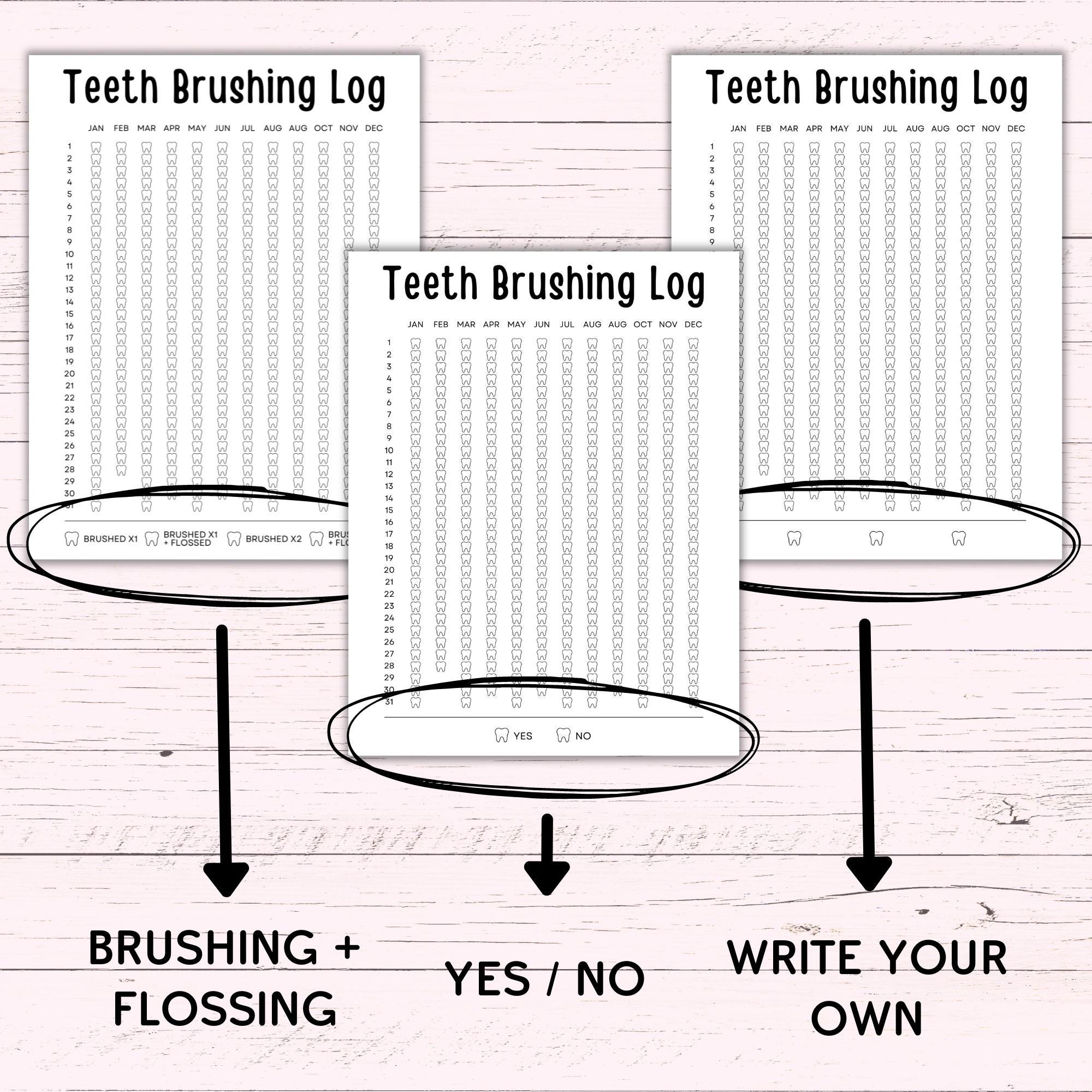 Teeth Brushing Tracker Bundle - Printable Teeth Brushing Log - Kids ...