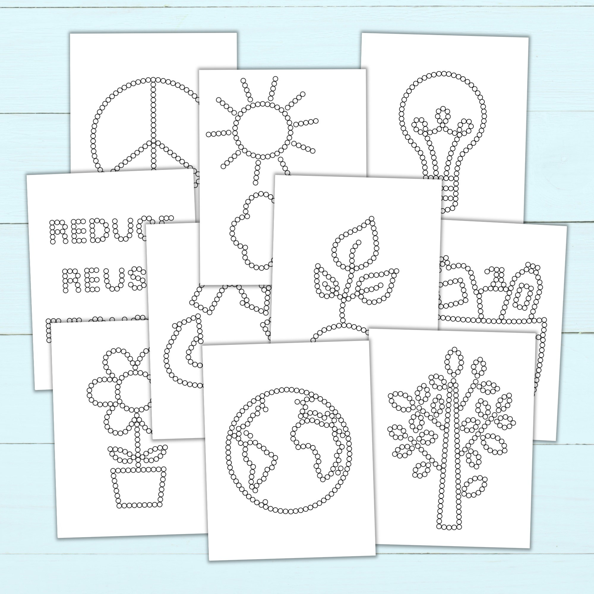 Earth Day Q-tip Tracing Sheets Printable Preschool Worksheets for Fine ...
