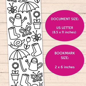 Printable Spring Coloring Bookmarks - Set of 6 - PDF Instant Digital ...