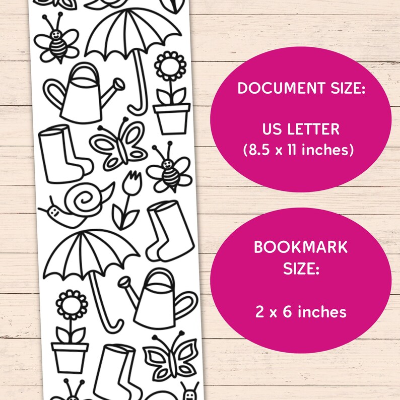 Printable Spring Coloring Bookmarks - Set of 6 - PDF Instant Digital ...