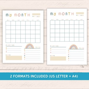 Printable Boho Monthly Planner US Letter A4 Editable Instant Download ...