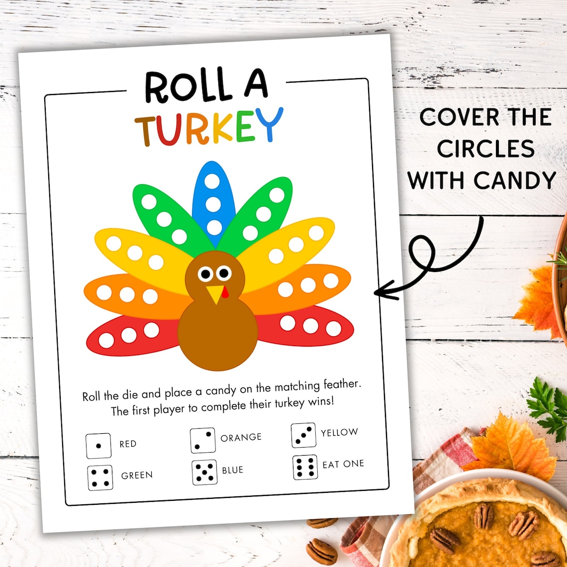 Roll a Turkey Game - Printable Thanksgiving Game - Fall Activity for ...