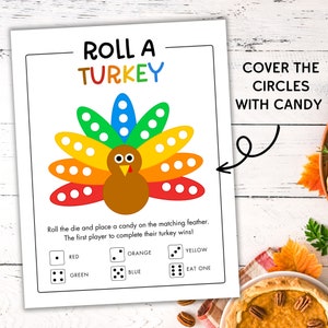 Roll a Turkey Game - Printable Thanksgiving Game - Fall Activity for ...