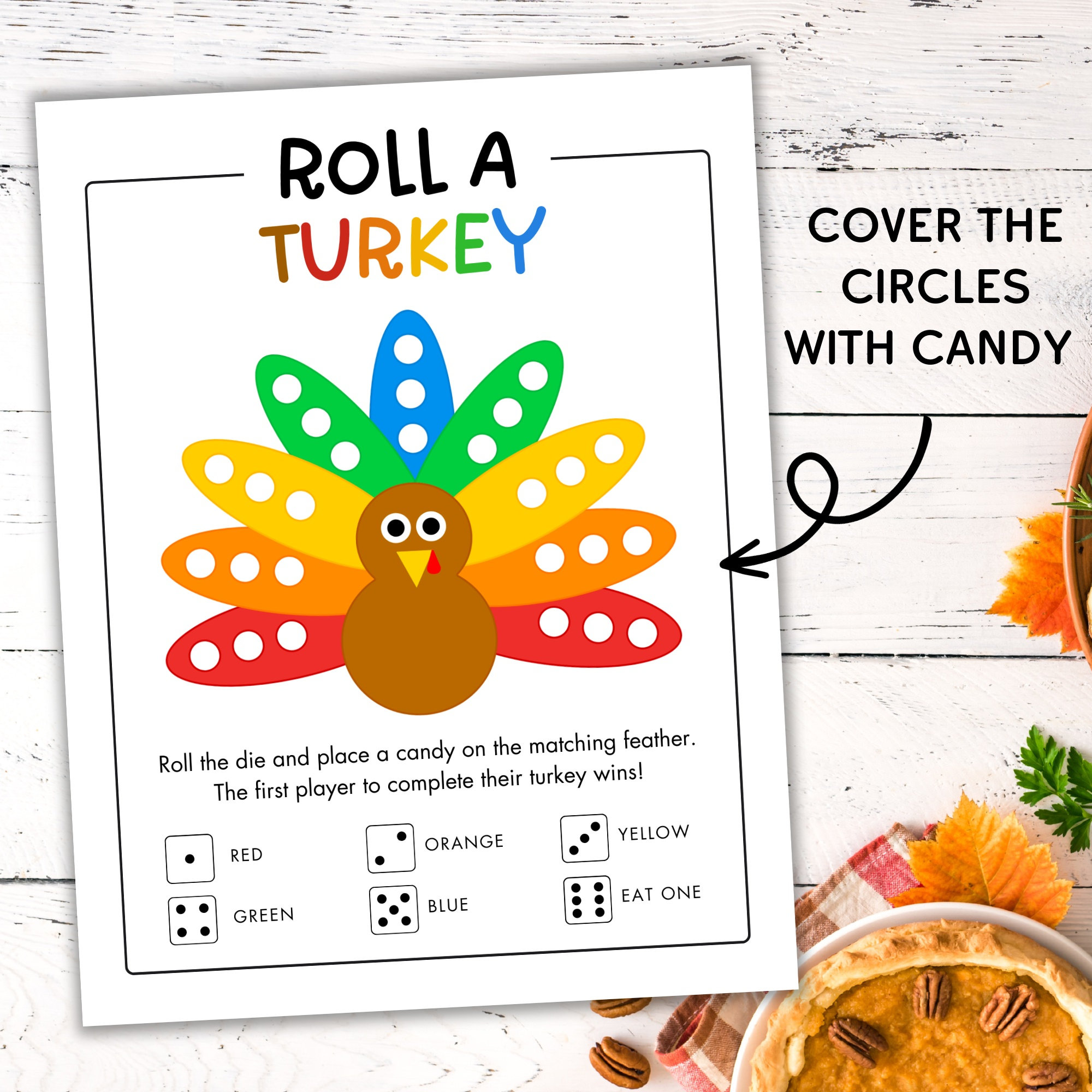 Roll a Turkey Game - Printable Thanksgiving Game - Fall Activity for ...