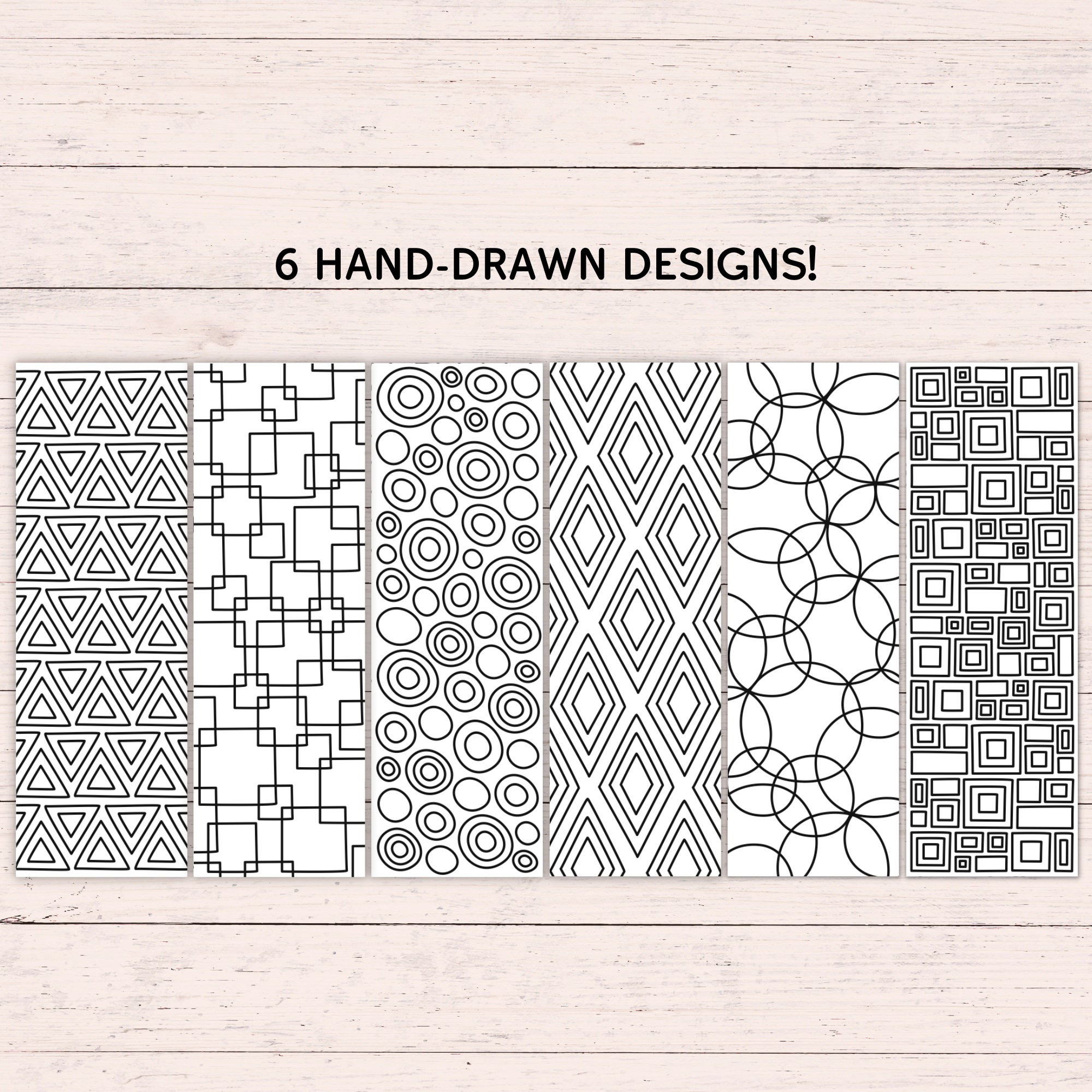 Printable Geometric Coloring Bookmarks - Set of 6 - PDF Instant Digital ...