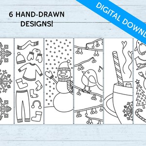 Printable Winter Coloring Bookmarks Set of 6 PDF Instant - Etsy Canada