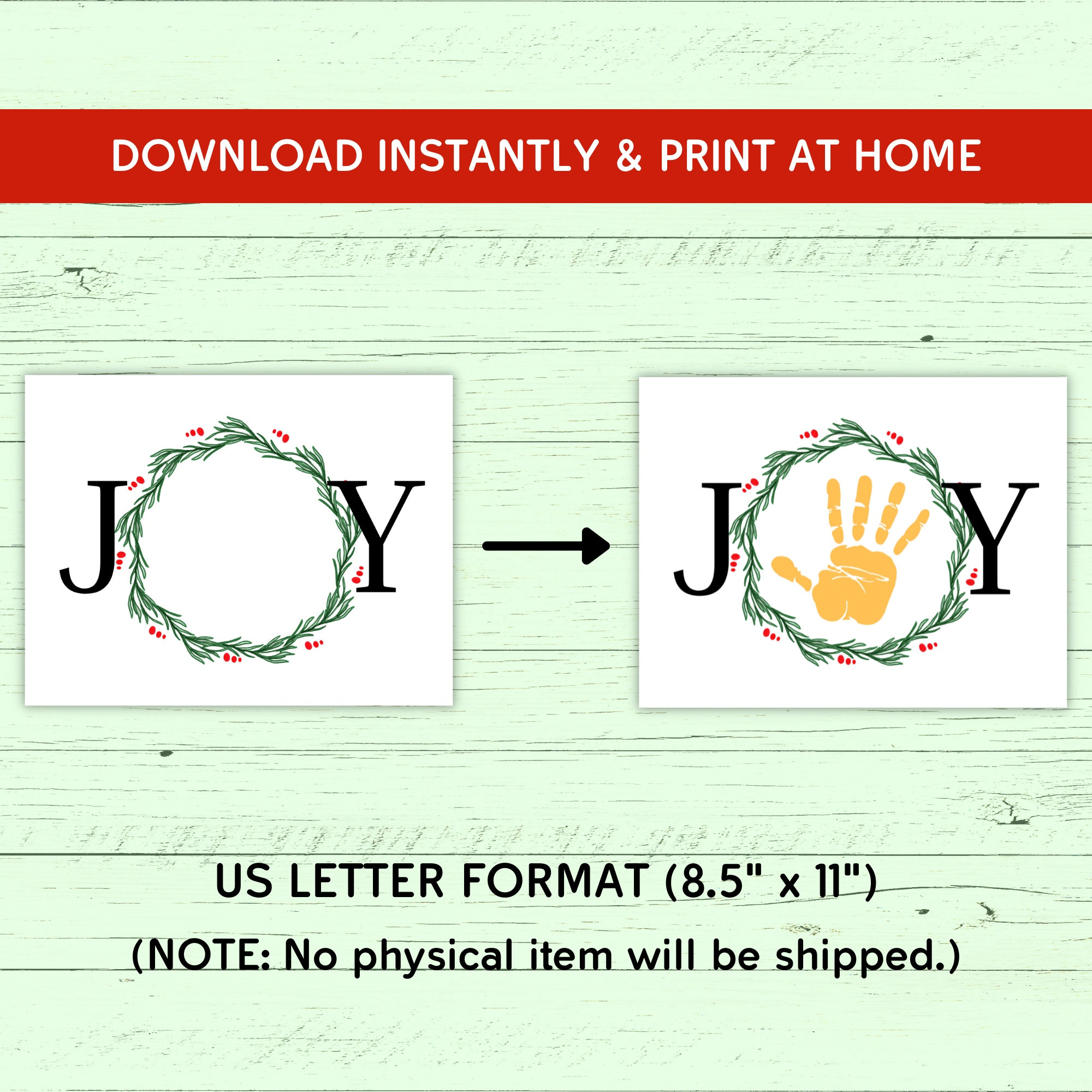 JOY Christmas Handprint Art Template - Christmas Handprint Keepsake ...