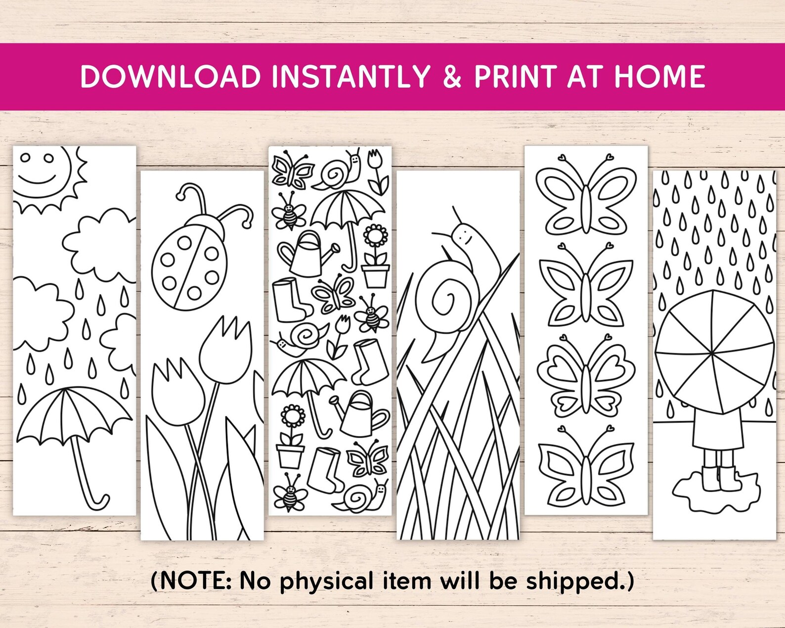 Printable Spring Coloring Bookmarks Set of 6 PDF Instant - Etsy Canada