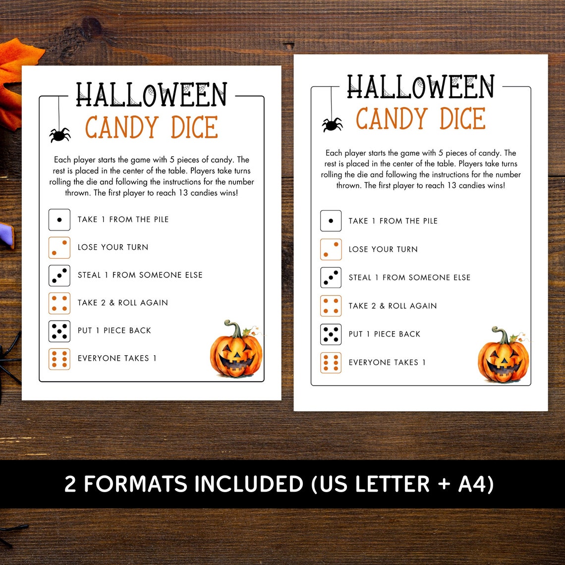 Printable Halloween Candy Dice Game - Halloween Party Game - Halloween ...
