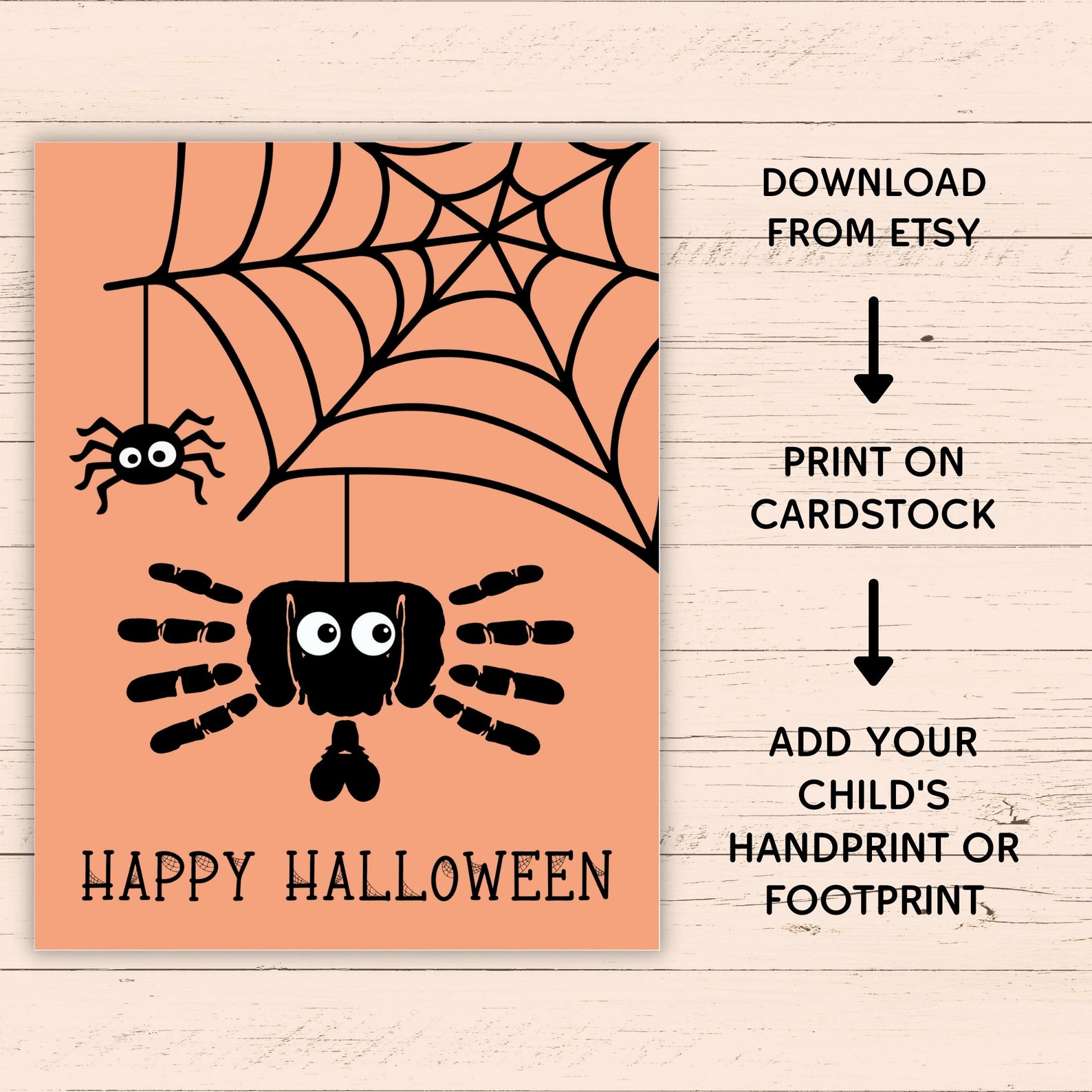 Halloween Spider Handprint Craft Template - Handprint Art Kit for Kids ...