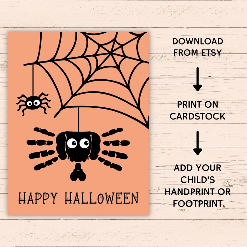 Halloween Spider Handprint Craft Template - Handprint Art Kit for Kids ...