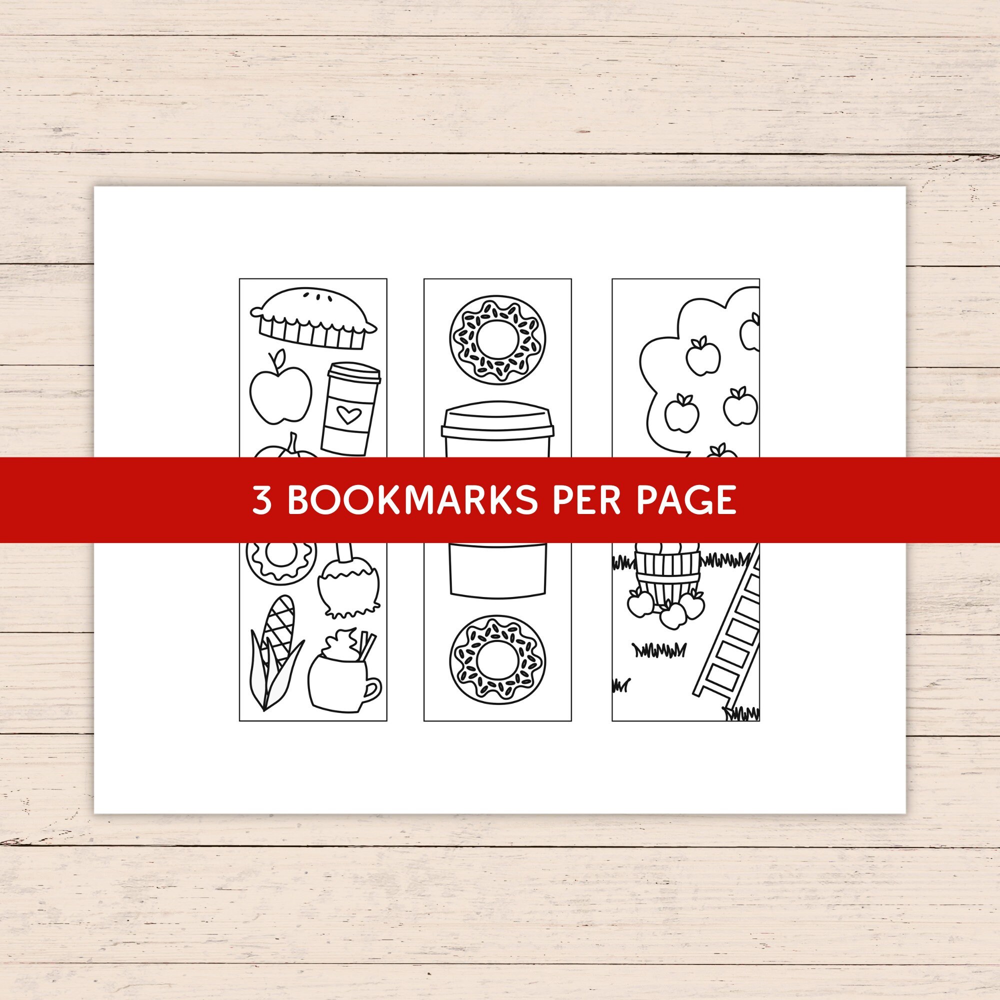 Printable Fall Coloring Bookmarks - Set of 6 - PDF Instant Digital ...