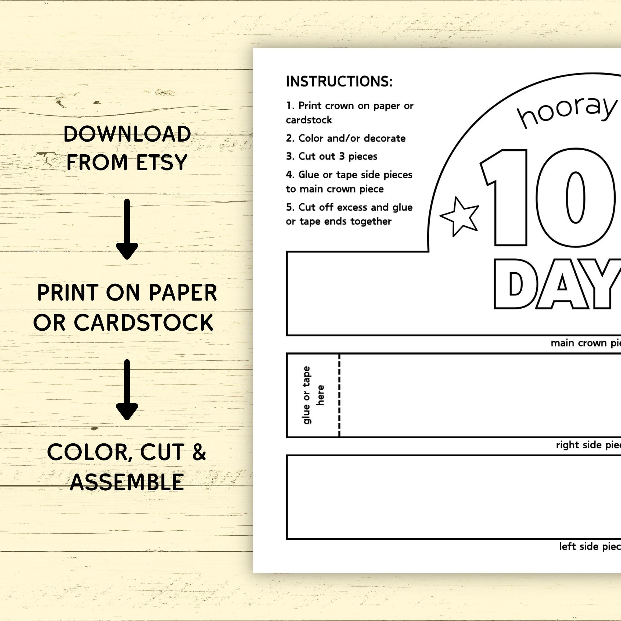 100th Day of School Crown - Kids Coloring Craft - Printable Paper Crown ...