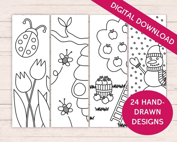 Bundle of 24 Coloring Bookmarks Spring Summer Fall - Etsy