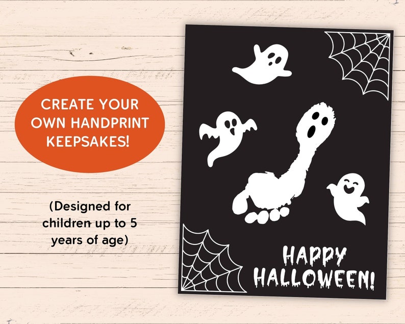 Halloween Ghost Footprint Craft Template Footprint Art Kit - Etsy