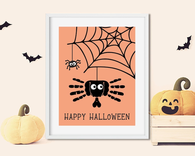 Halloween Spider Handprint Craft Template Handprint Art Kit - Etsy