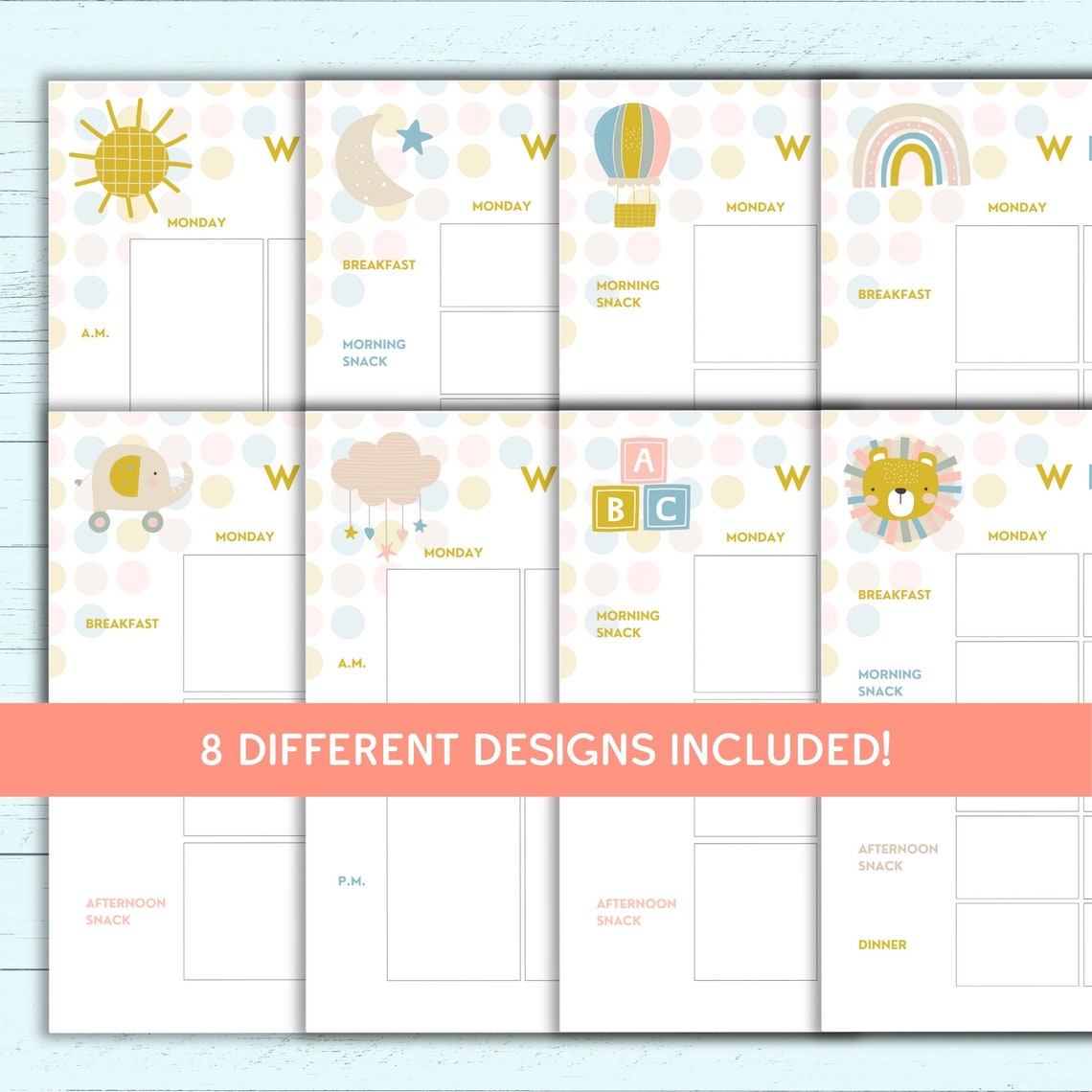 Cute Printable Weekly & Monthly Menu for Kids - Blank Fillable PDF ...