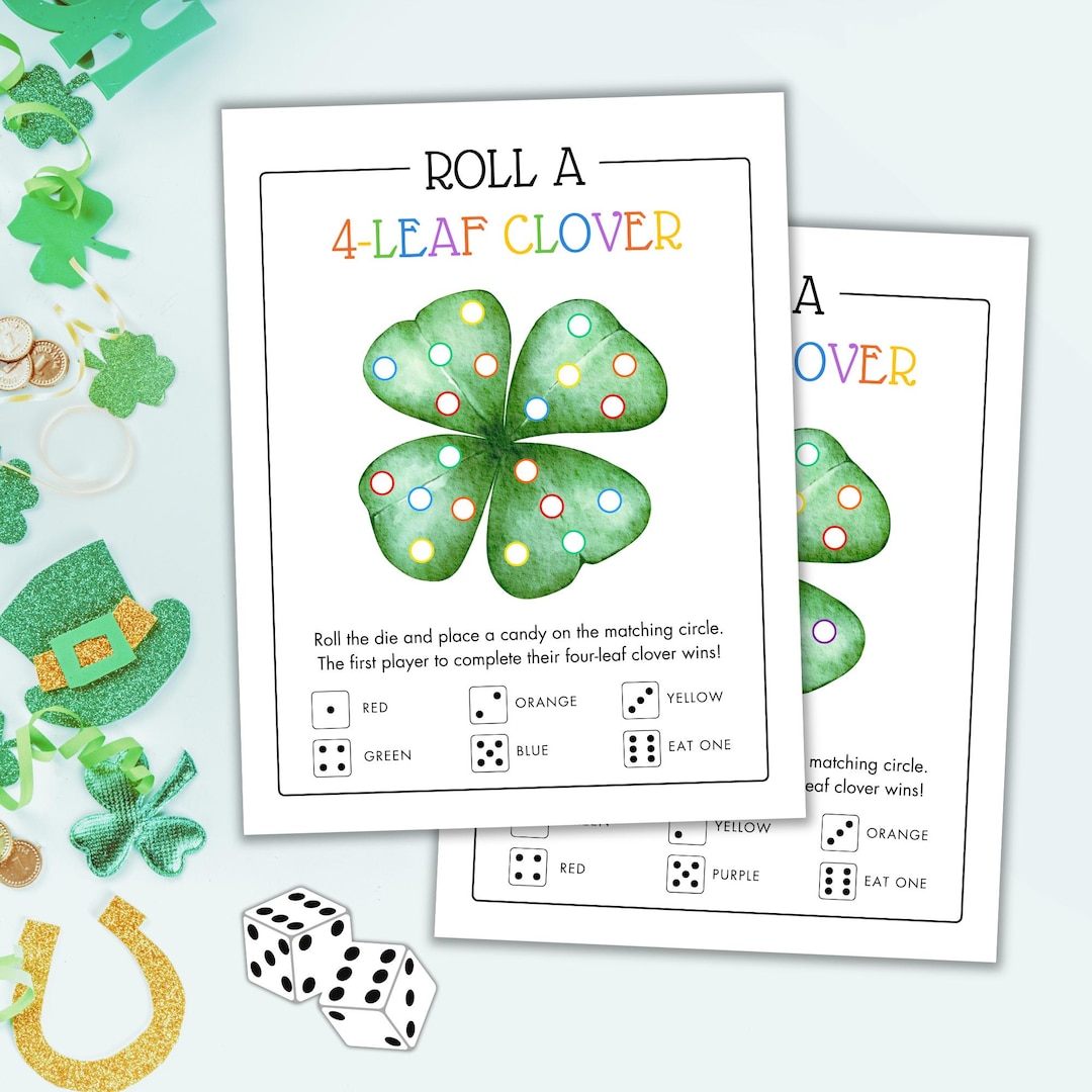 Roll a 4-leaf Clover Game - St Patrick's Day Candy Dice Game ...