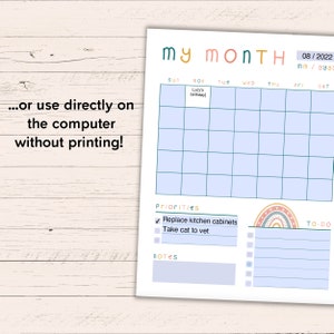 Printable Boho Monthly Planner US Letter A4 Editable Instant Download ...