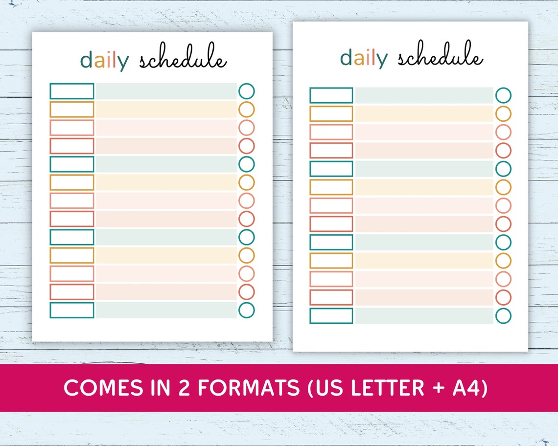 Editable Daily Schedule Template for Kids Printable - Etsy Canada
